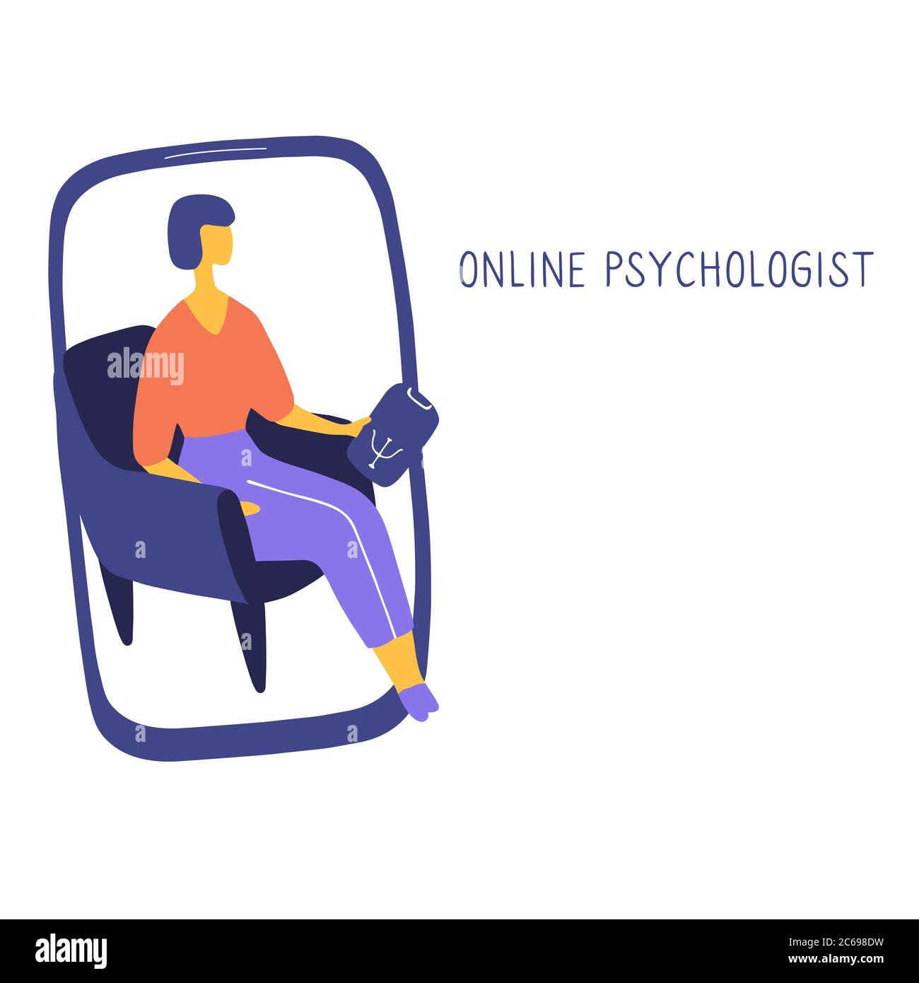 Online psychotherapy practice. Remote psychological help, psychiatrist ...