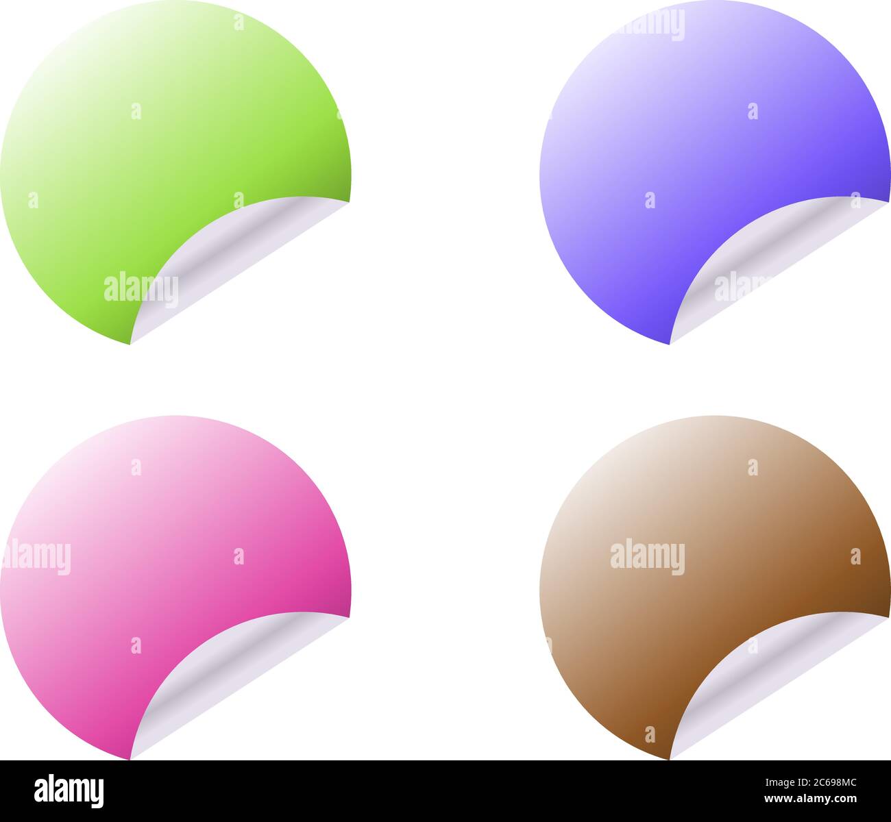 Round stickers with curled edge in different colors variants isolated ...
