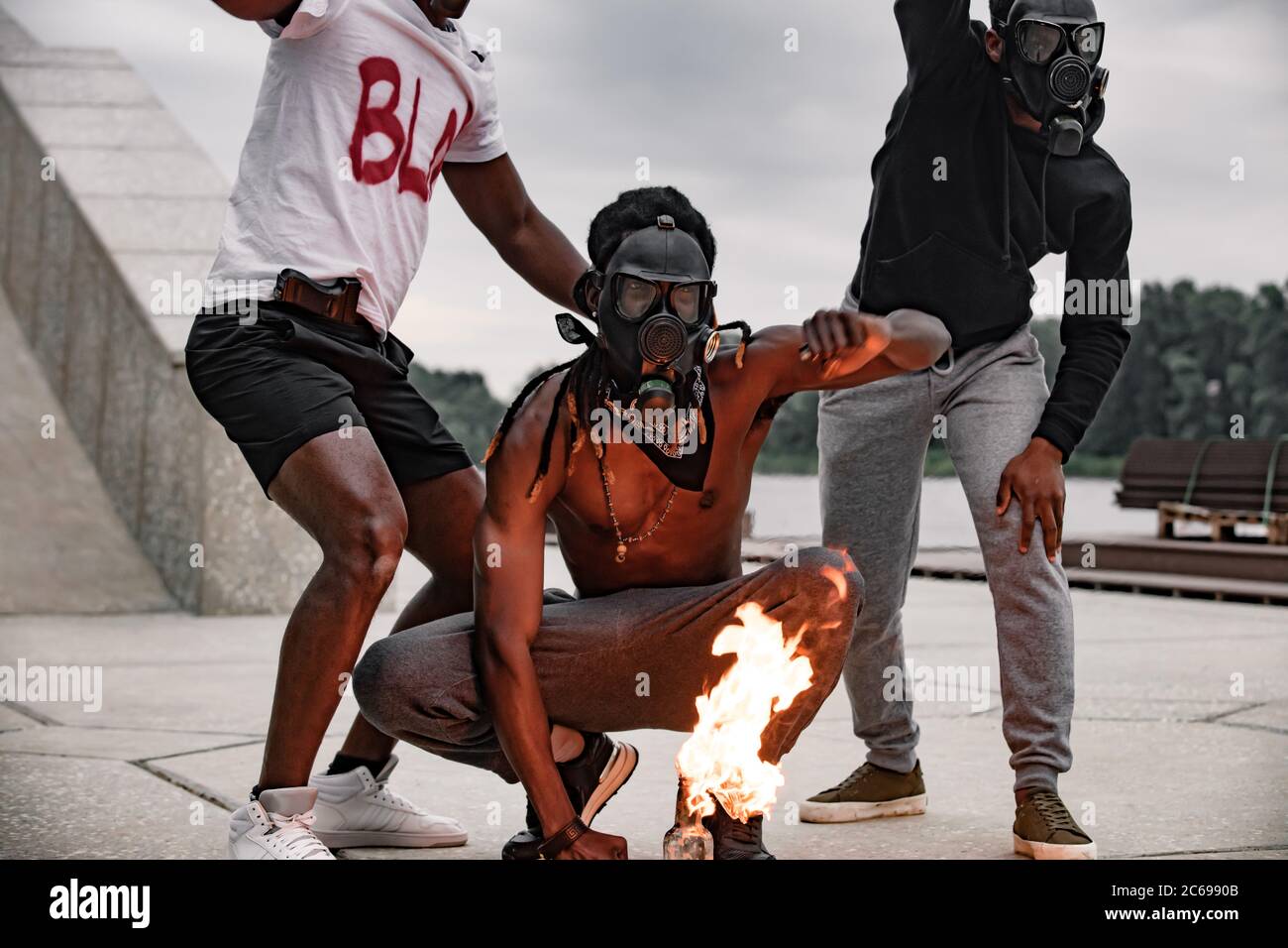 Men against fire show hi-res stock photography and images - Alamy