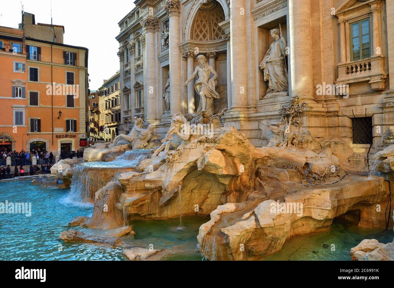 Rome, Italy - March 10, 2011: The Trevi Fountain shown at sunset light ...