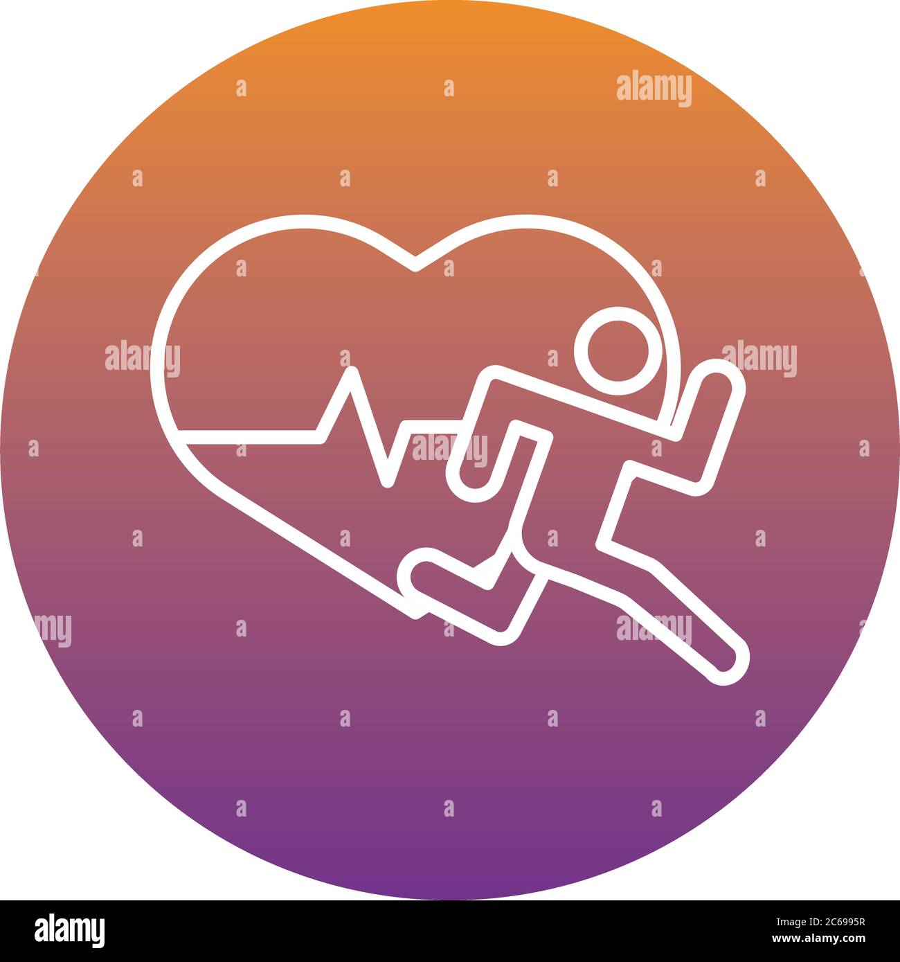 runner avatar figure with heart cardio block style icon vector ...