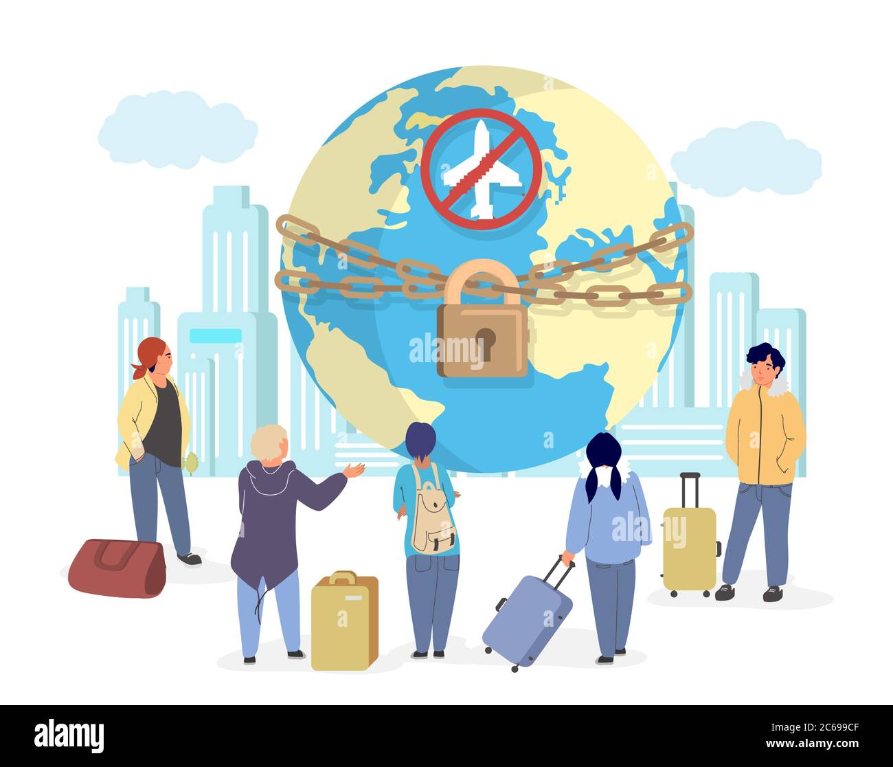Avoid travel to stop coronavirus pandemic, vector flat illustration ...