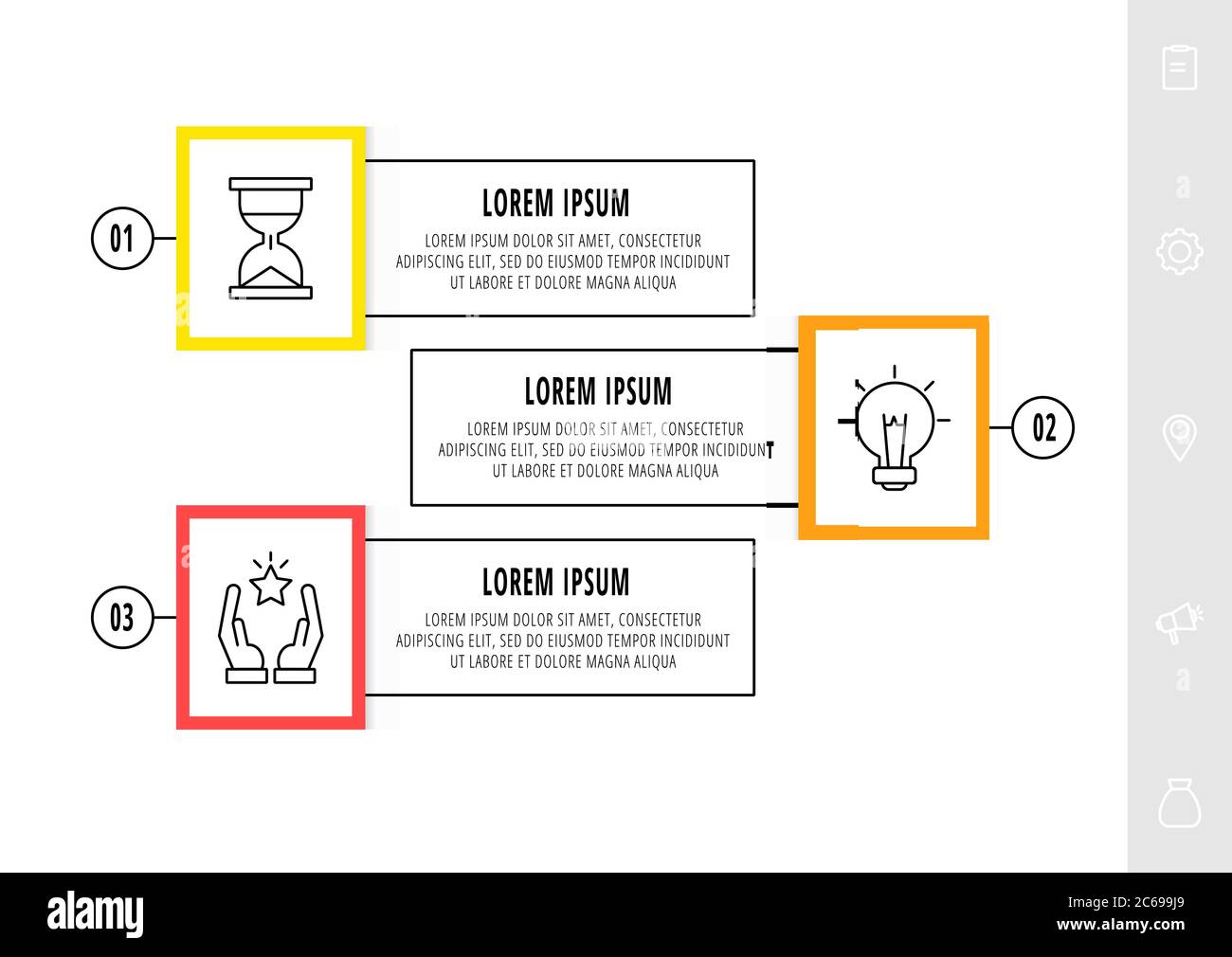 Vector infographics design template with label. Three steps. Modern line concept can be used for ...