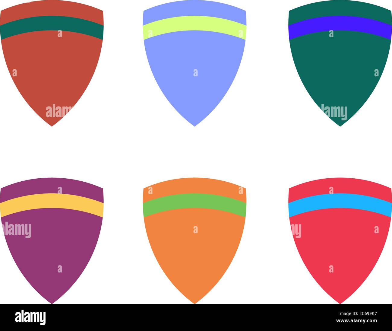 Set of color shields in 6 different shapes Stock Vector Image & Art - Alamy