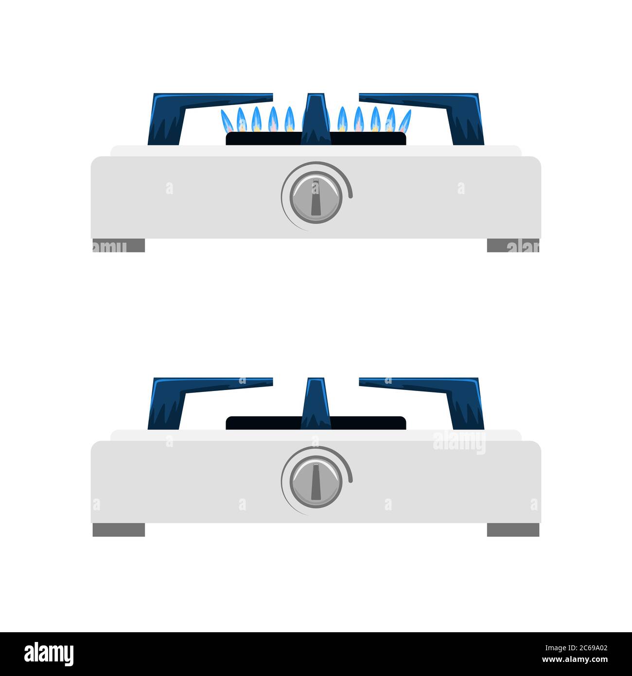Kitchen gas stove with side view. Flat and solid color style vector ...