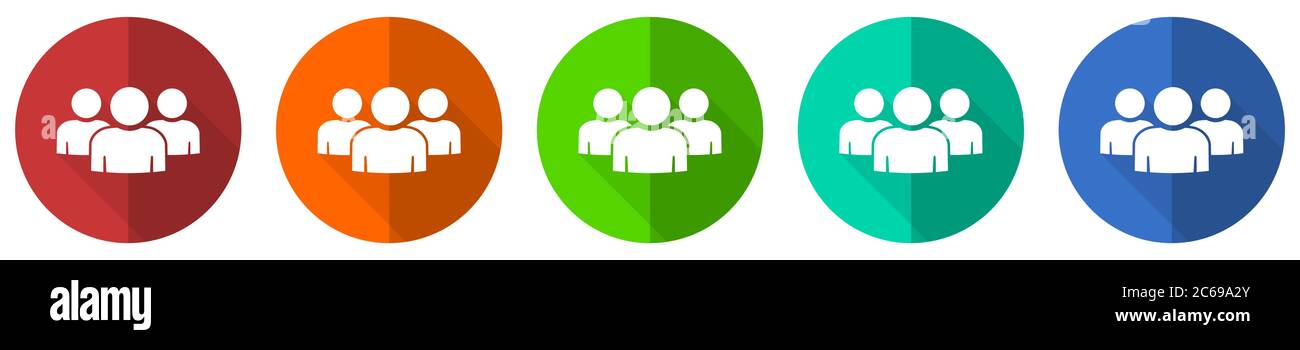 Group of people icon set, team, teamwork, red, blue, green and orange ...