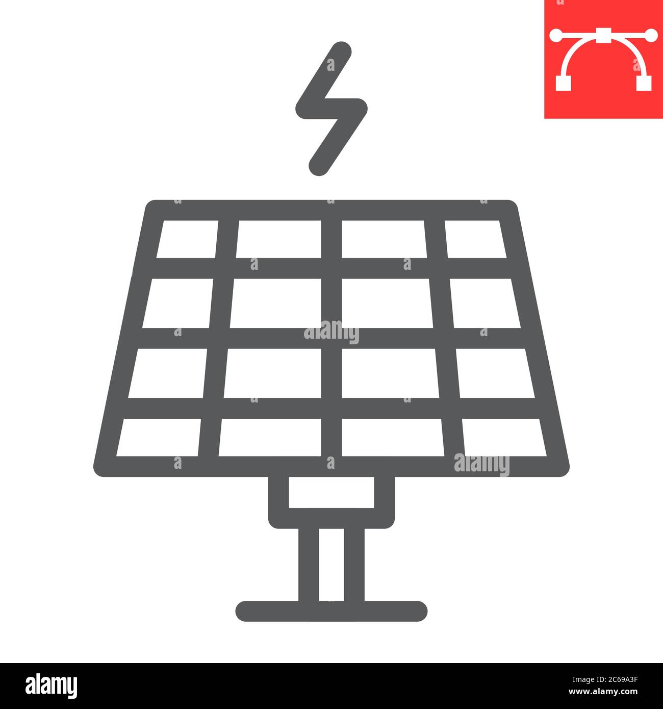 Solar panel line icon, energy and ecology, sun solar panel sign vector ...