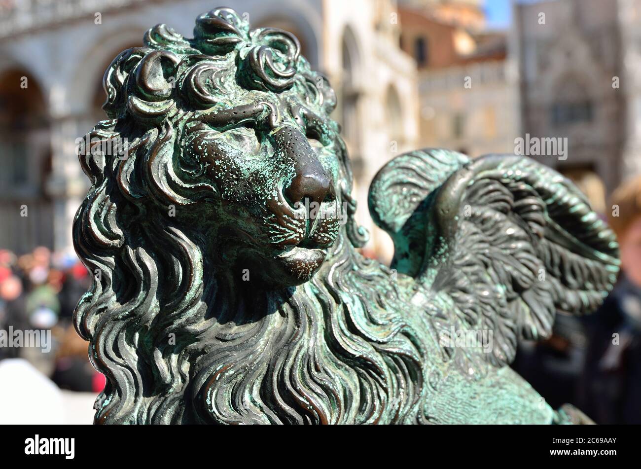 The symbol of Venice – bronze winged lion on the Saint Mark square ...