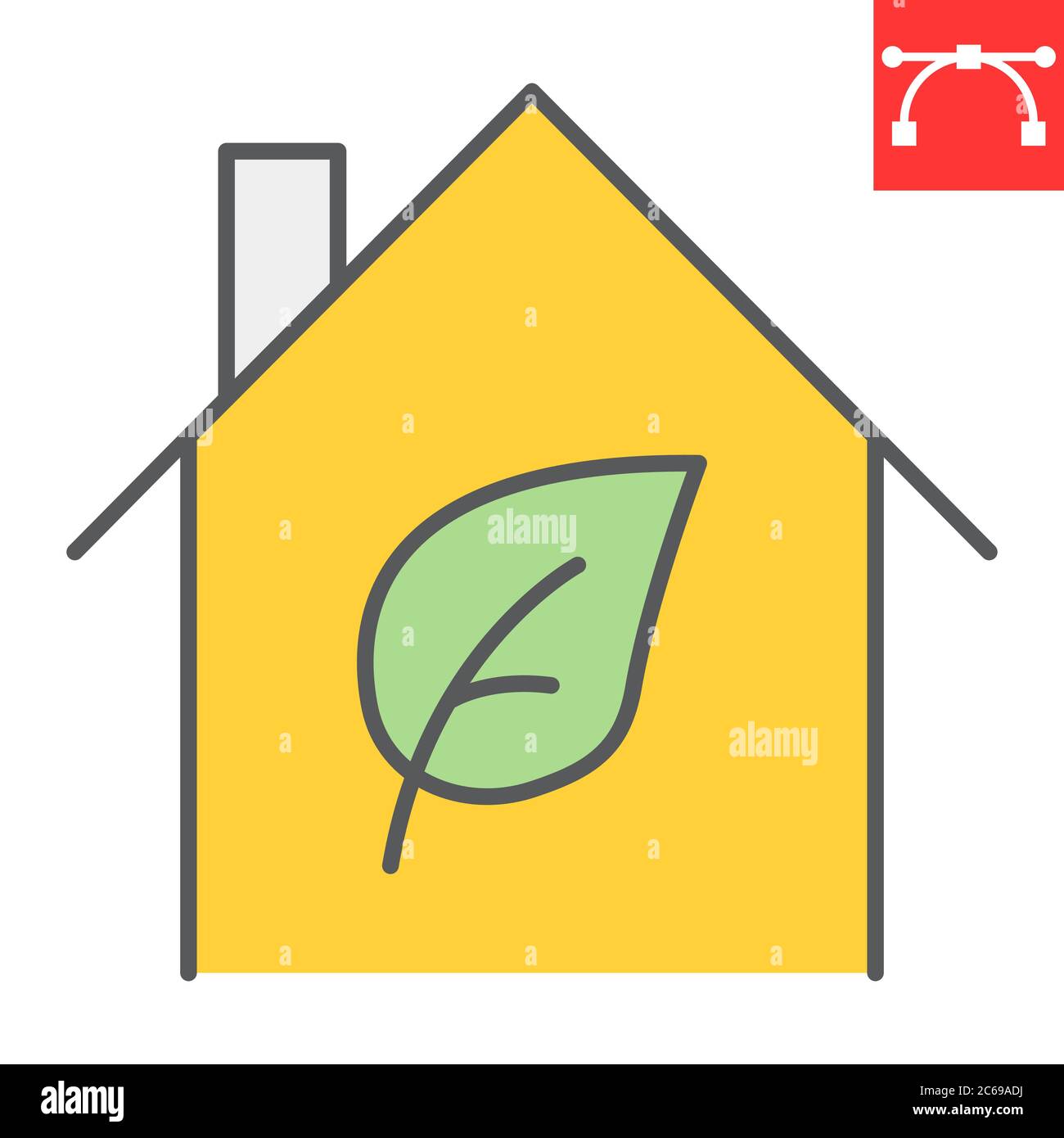 Eco house color line icon, home and ecology, green house sign vector ...