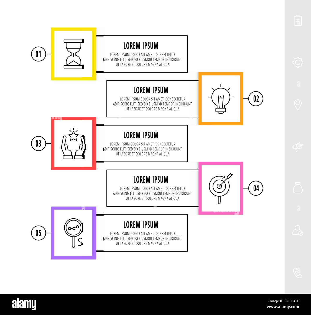 Vector infographics design template with label. Five steps. Modern line concept can be used for ...