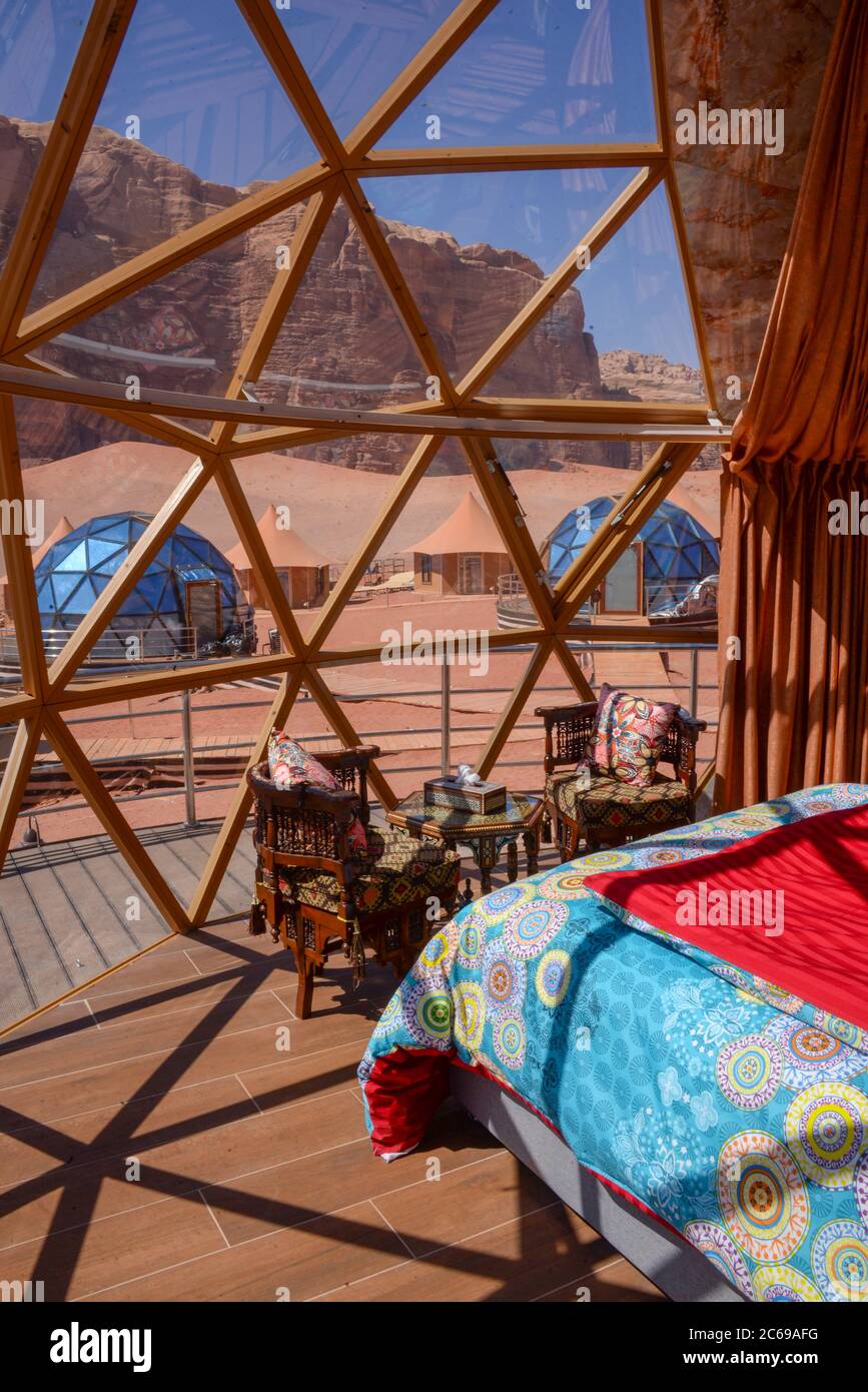 Asia, Middle East, Jordan, Wadi Rum, Memories Aicha Luxury Camp Stock ...