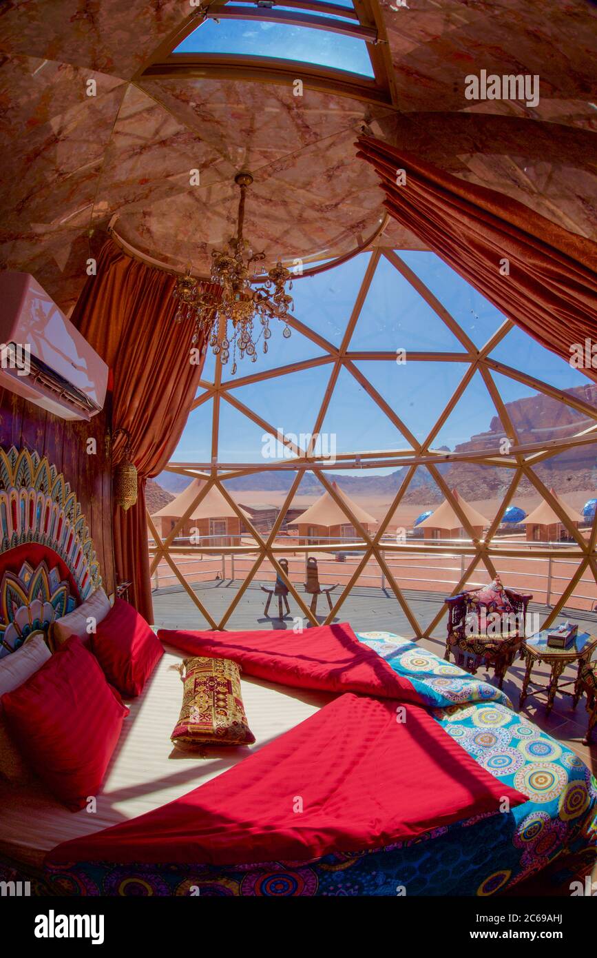Asia, Middle East, Jordan, Wadi Rum, Memories Aicha Luxury Camp Stock ...