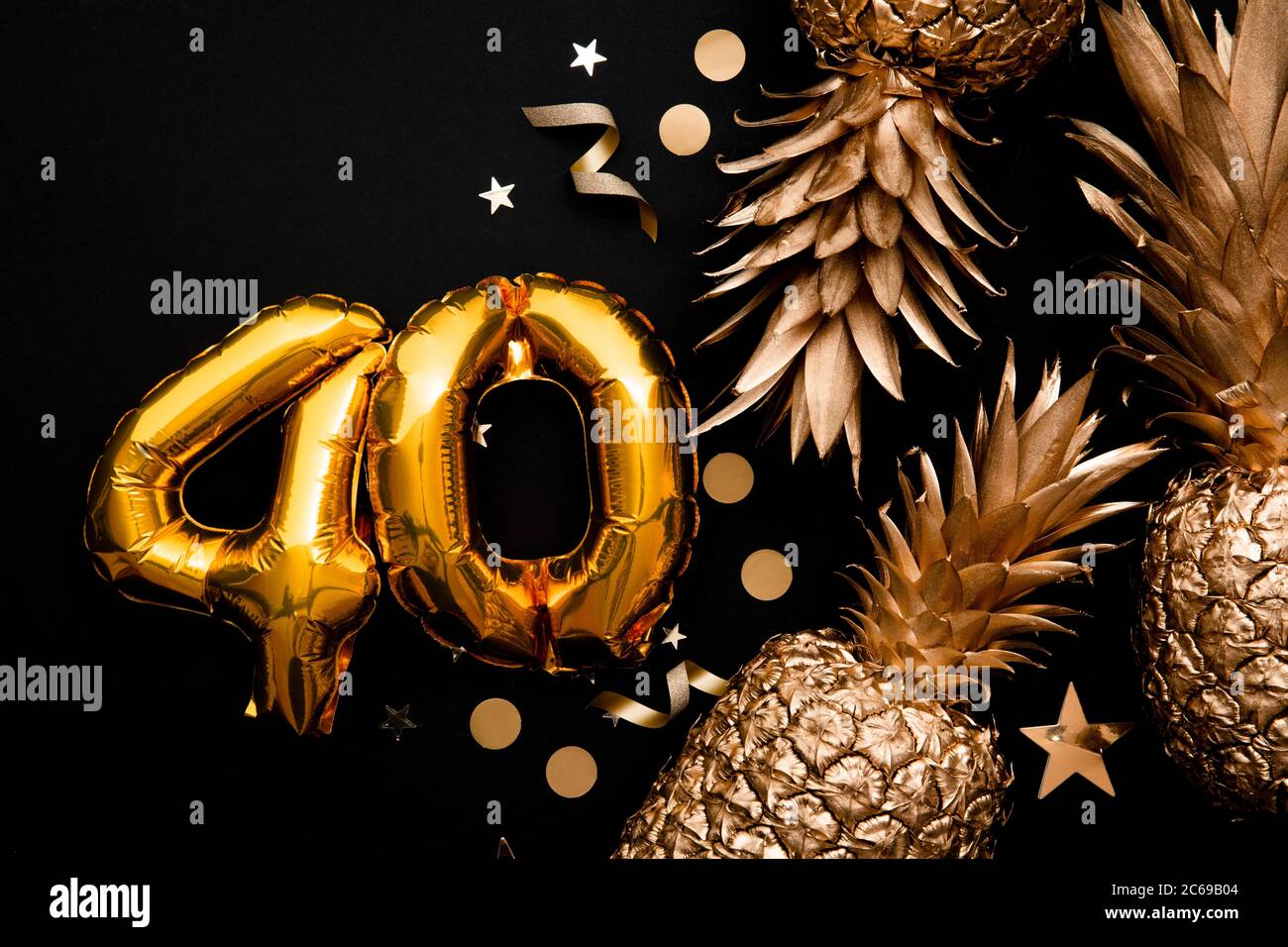 40th birthday celebration background with gold balloons and golden ...