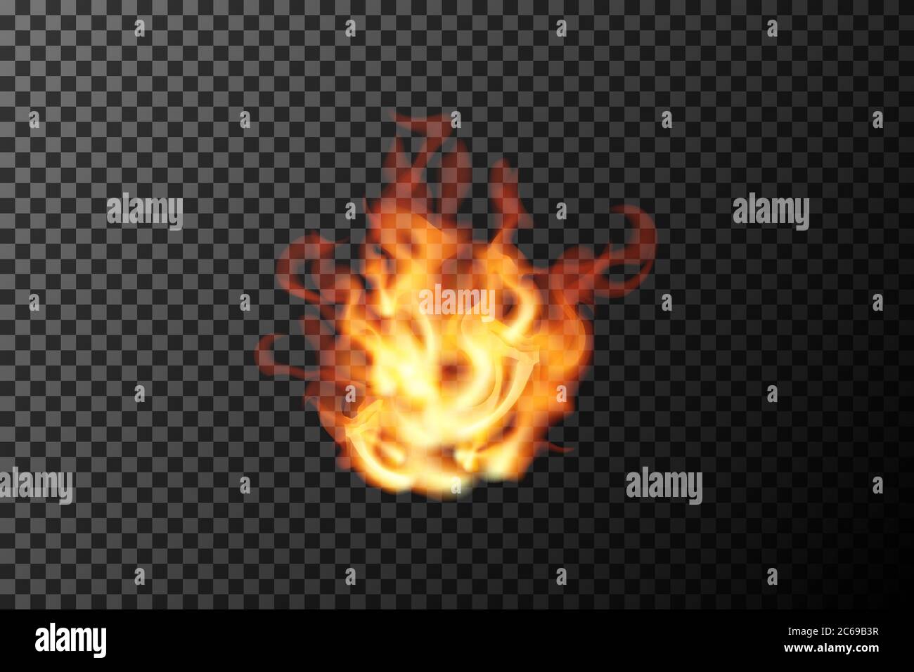 Transparent fire on black background. Vector illustration flame design ...