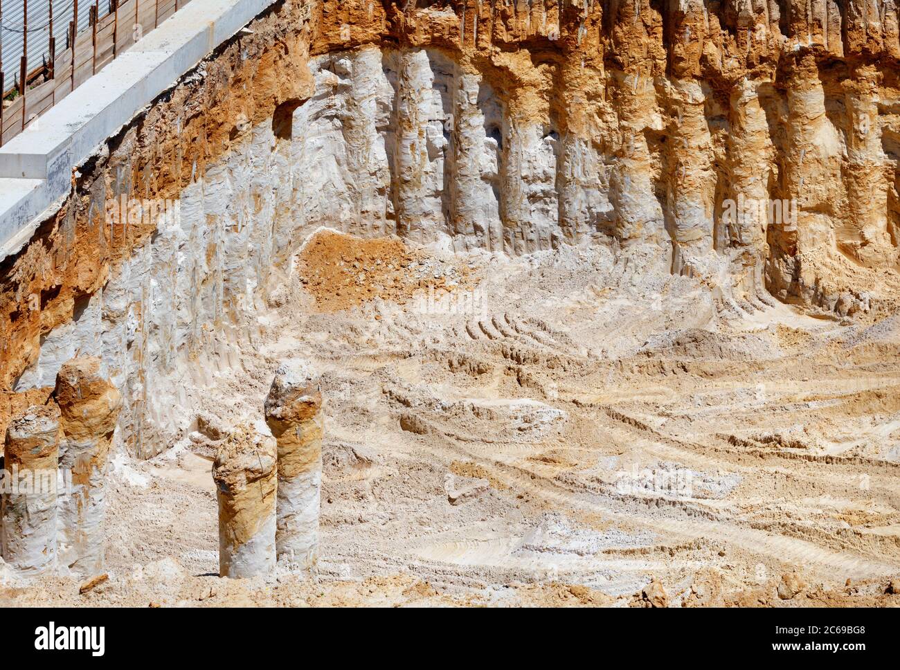 The sand foundation pit of the construction site is dug for the ...