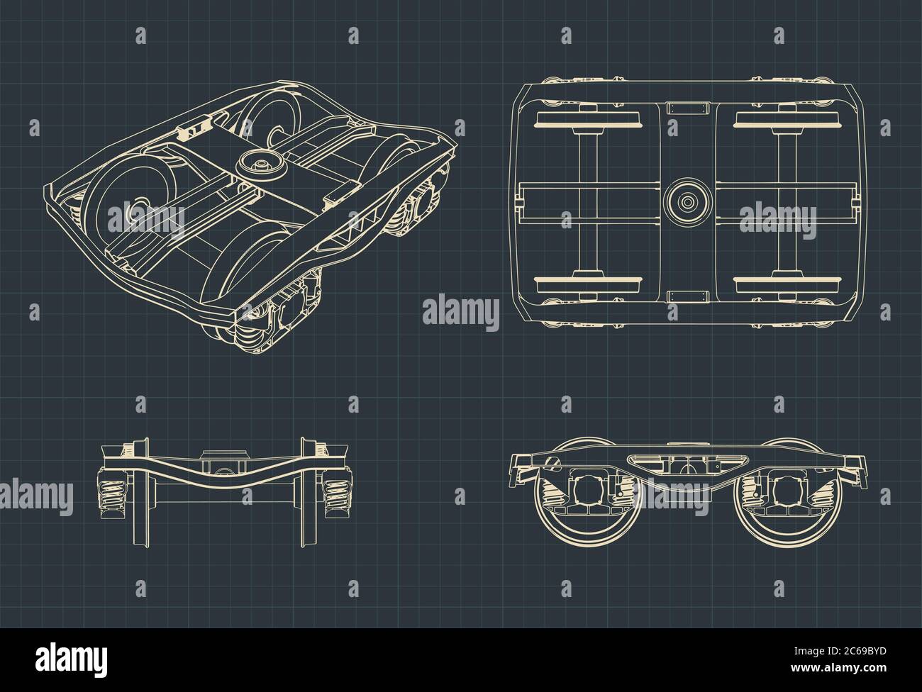 Stylized vector illustration of drawings of a Wheelbase of a train car ...