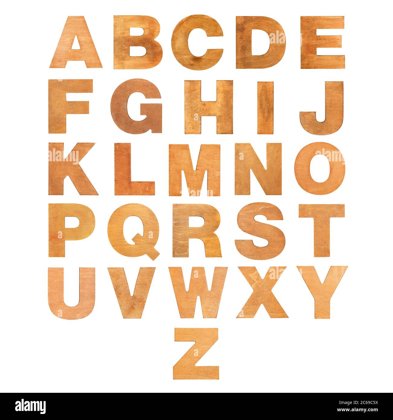 Wooden alphabet font isolated on white background Stock Photo - Alamy