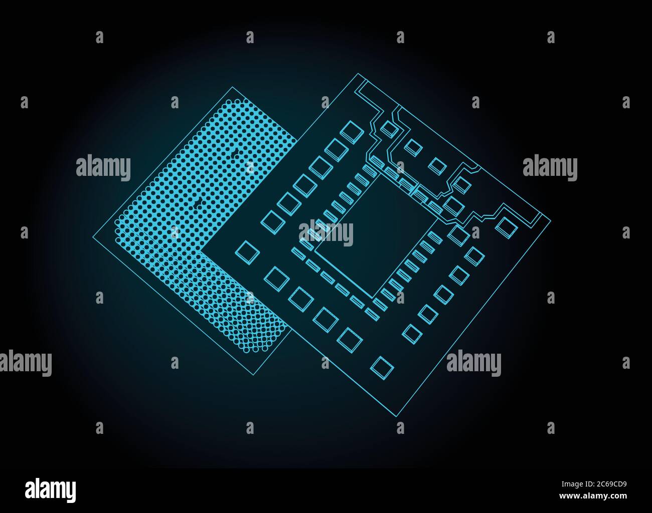 Stylized illustration on the theme of the central processor and ...
