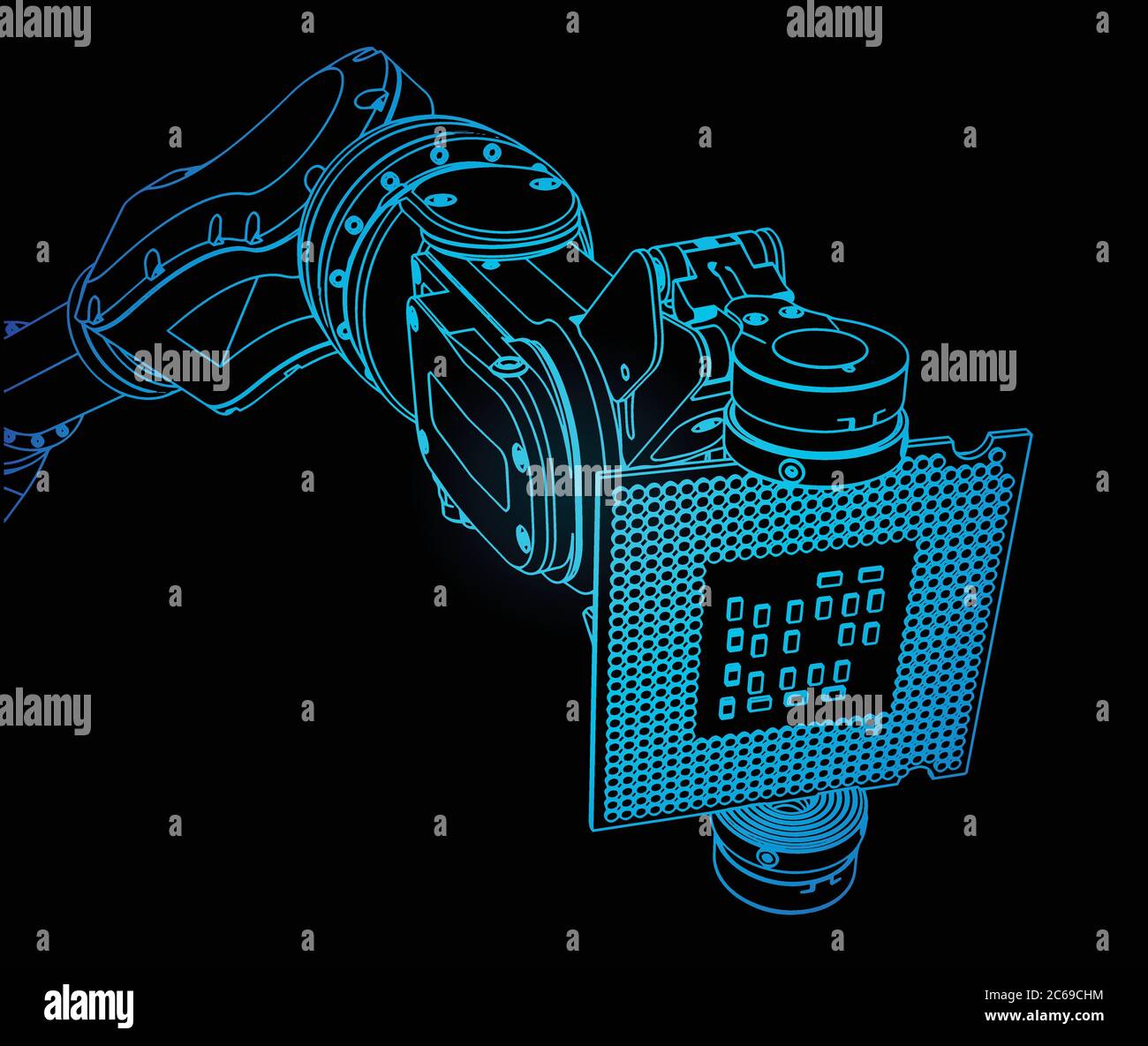 Vector illustration on the theme of robotics and integrated ...