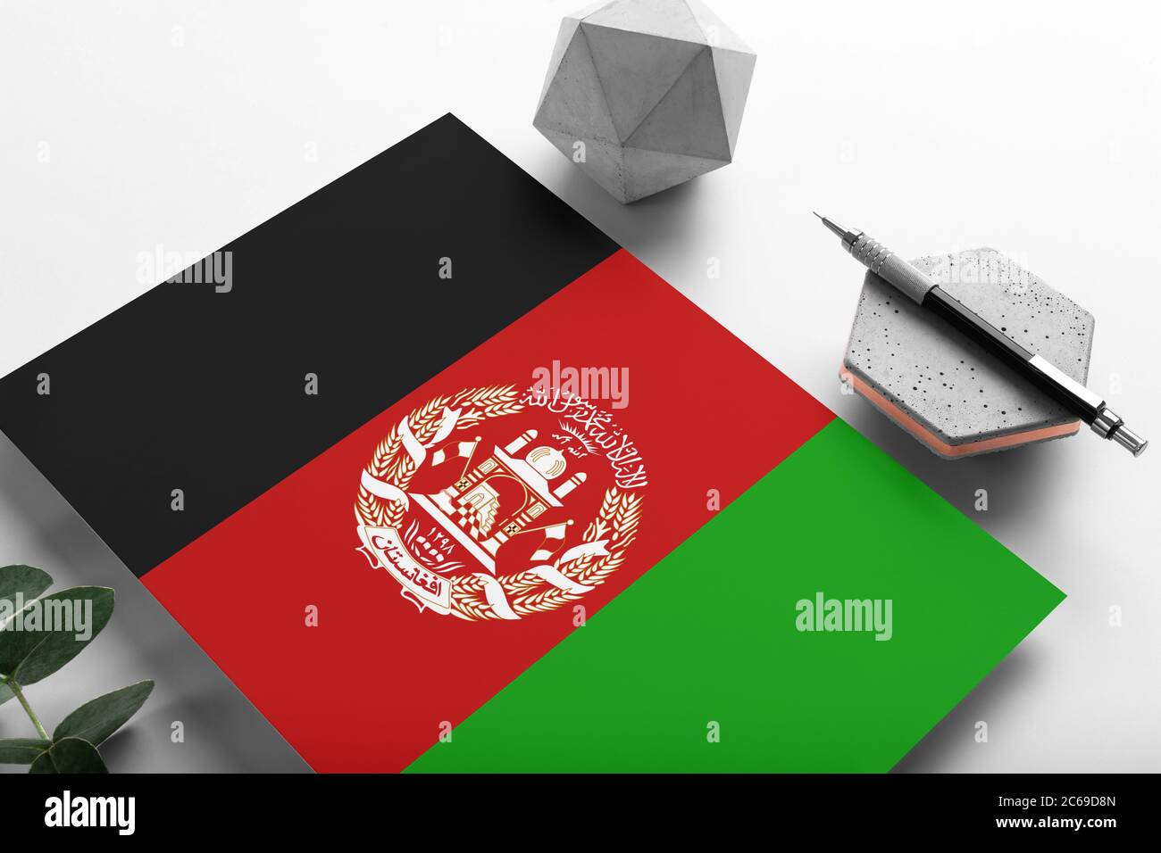 Afghanistan flag on minimalist paper background. National invitation ...