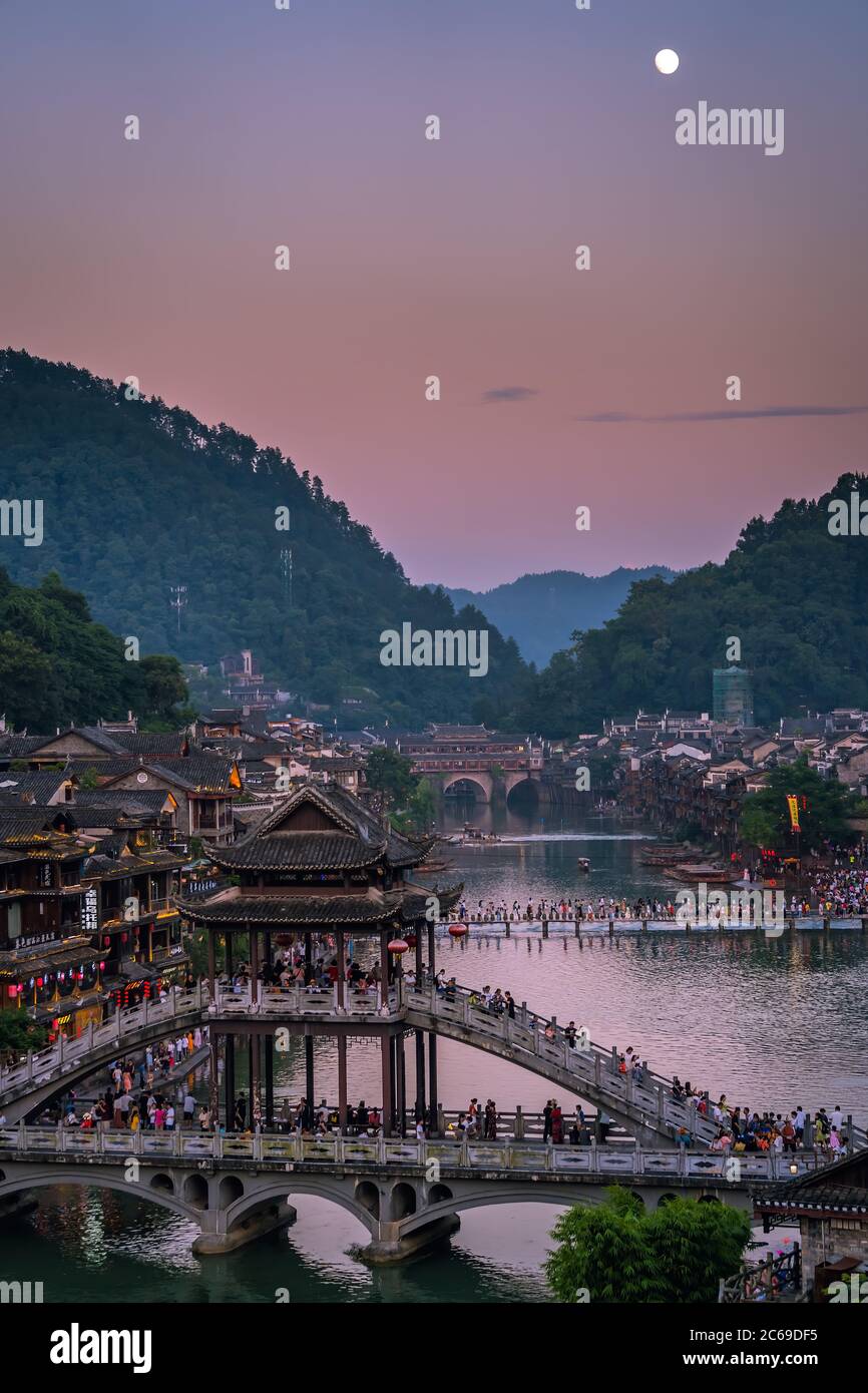Feng Huang, China - August 2019 : View of the old historic arched ...