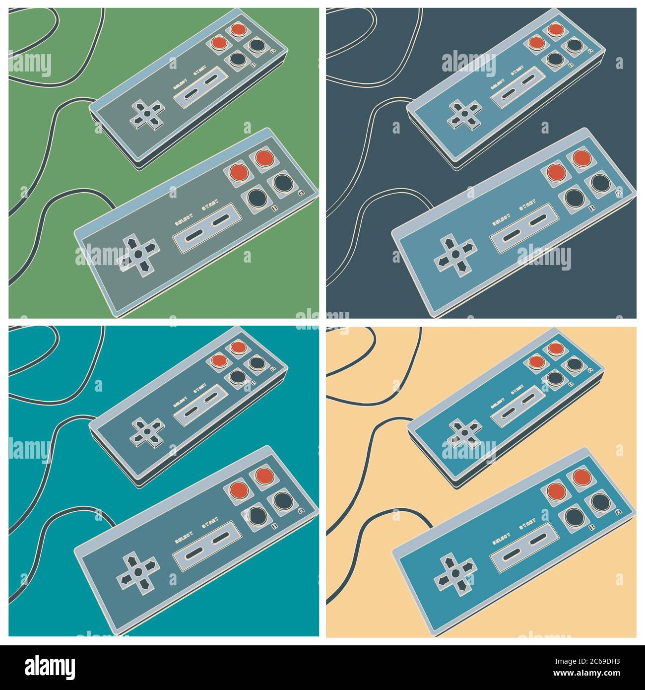 Vector illustration of a retro Game Controllers closeup Stock Vector ...
