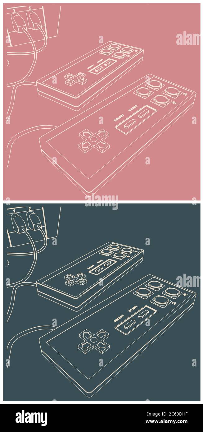 Vector illustration of a retro gamepads closeup Stock Vector Image ...