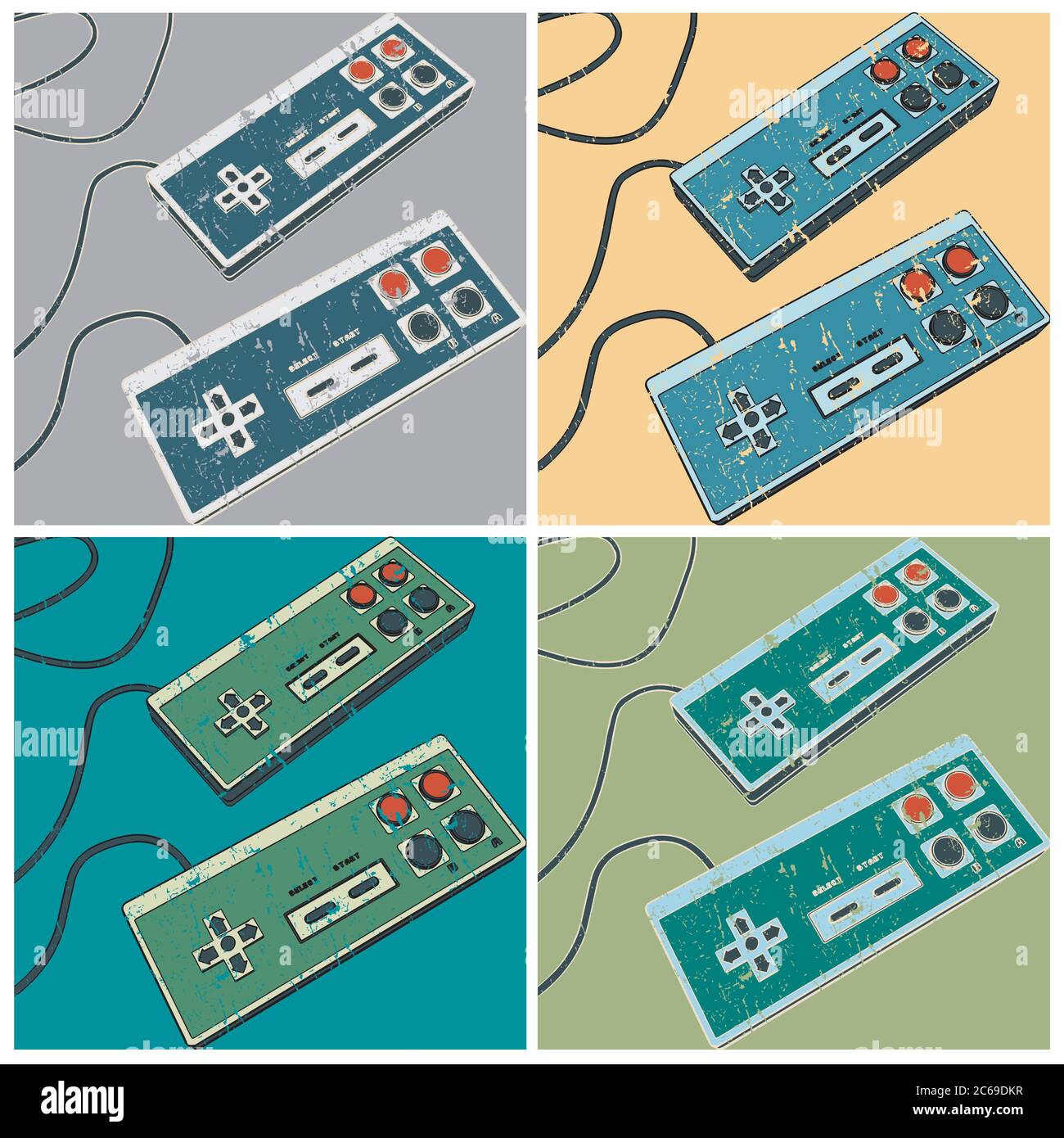 Vector illustration of a retro Game Controllers closeup Stock Vector ...