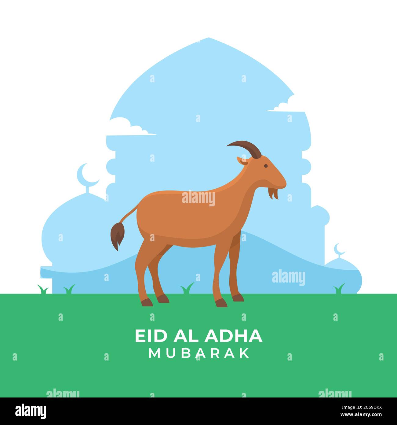 Eid Al Adha islamic holiday poster background. The sacrifice of goat ...