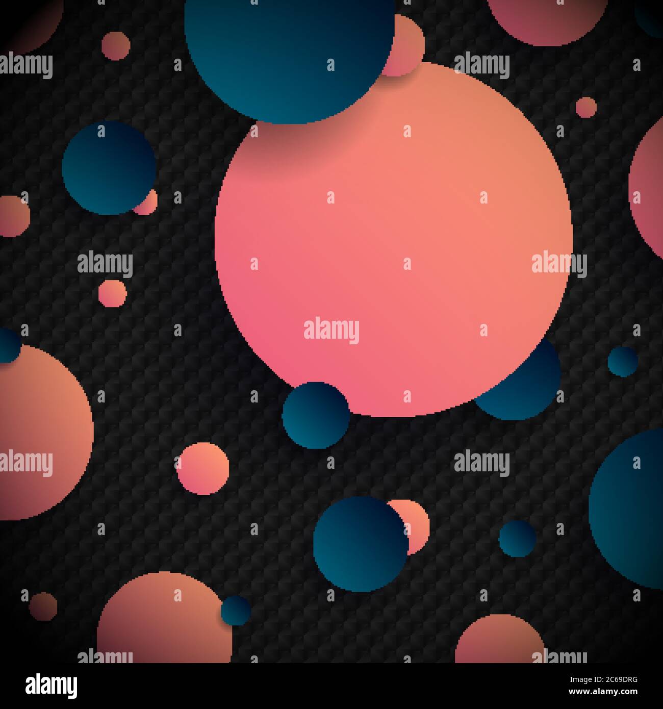 Abstract 3D pink and blue gradient circles shapes random on mosaic ...