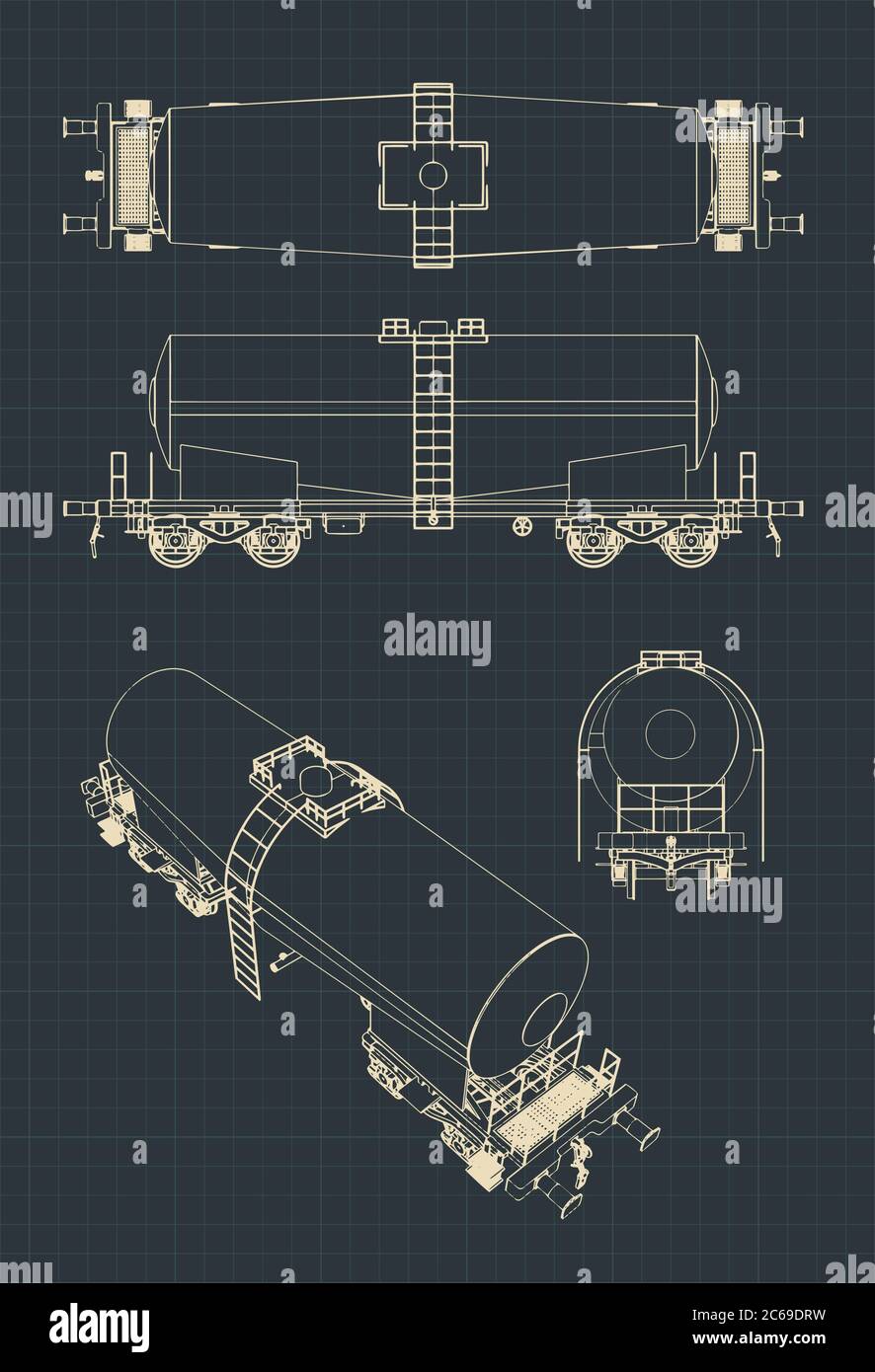 Stylized Vector illustration of a drawing of Tank wagon Stock Vector ...