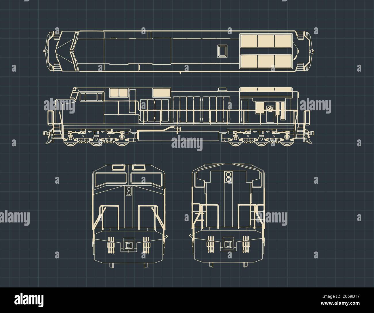 Stylized vector illustration of drawings of a classic diesel locomotive Stock Vector Image & Art ...