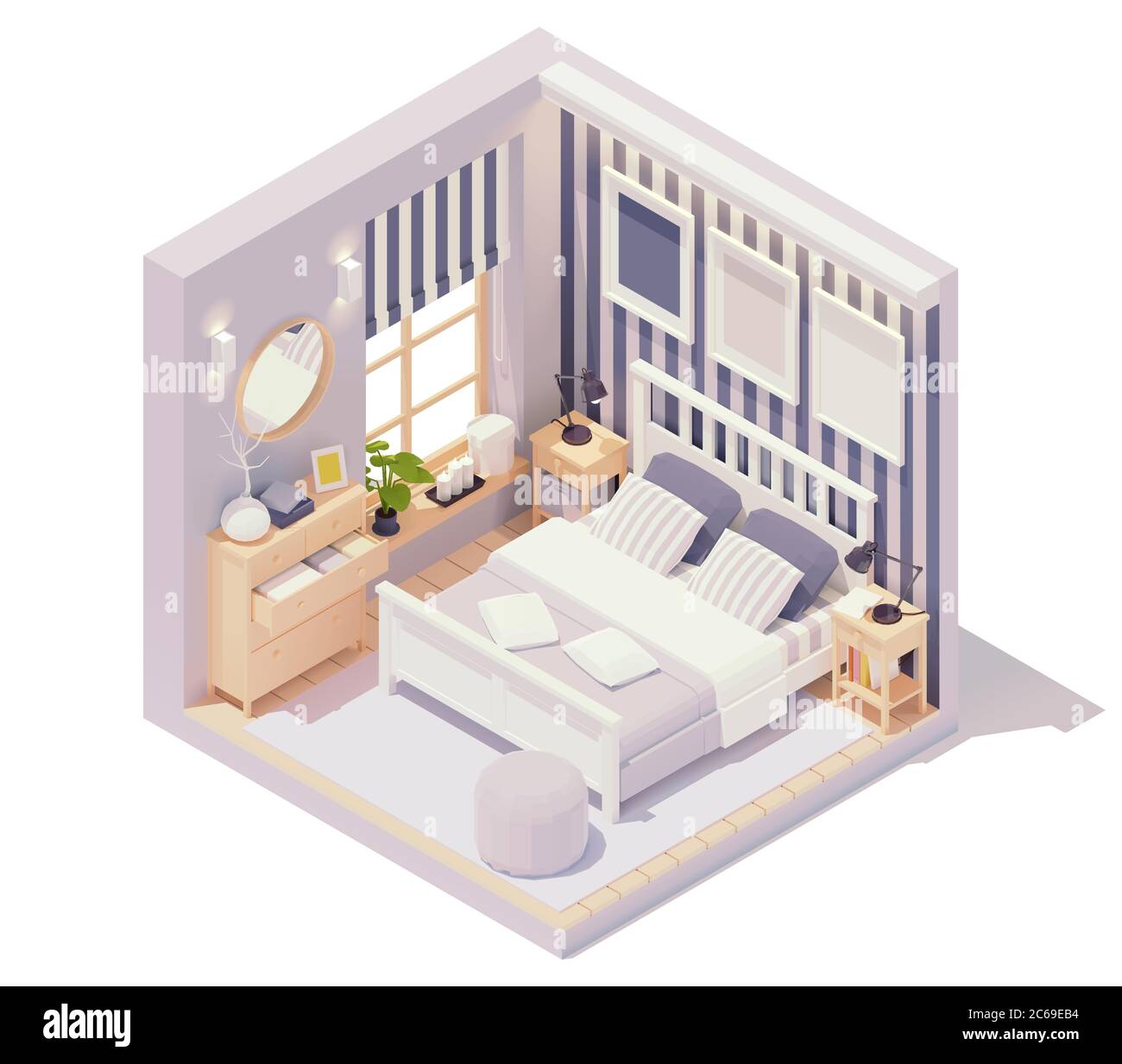 Vector isometric bedroom interior Stock Vector Image & Art - Alamy