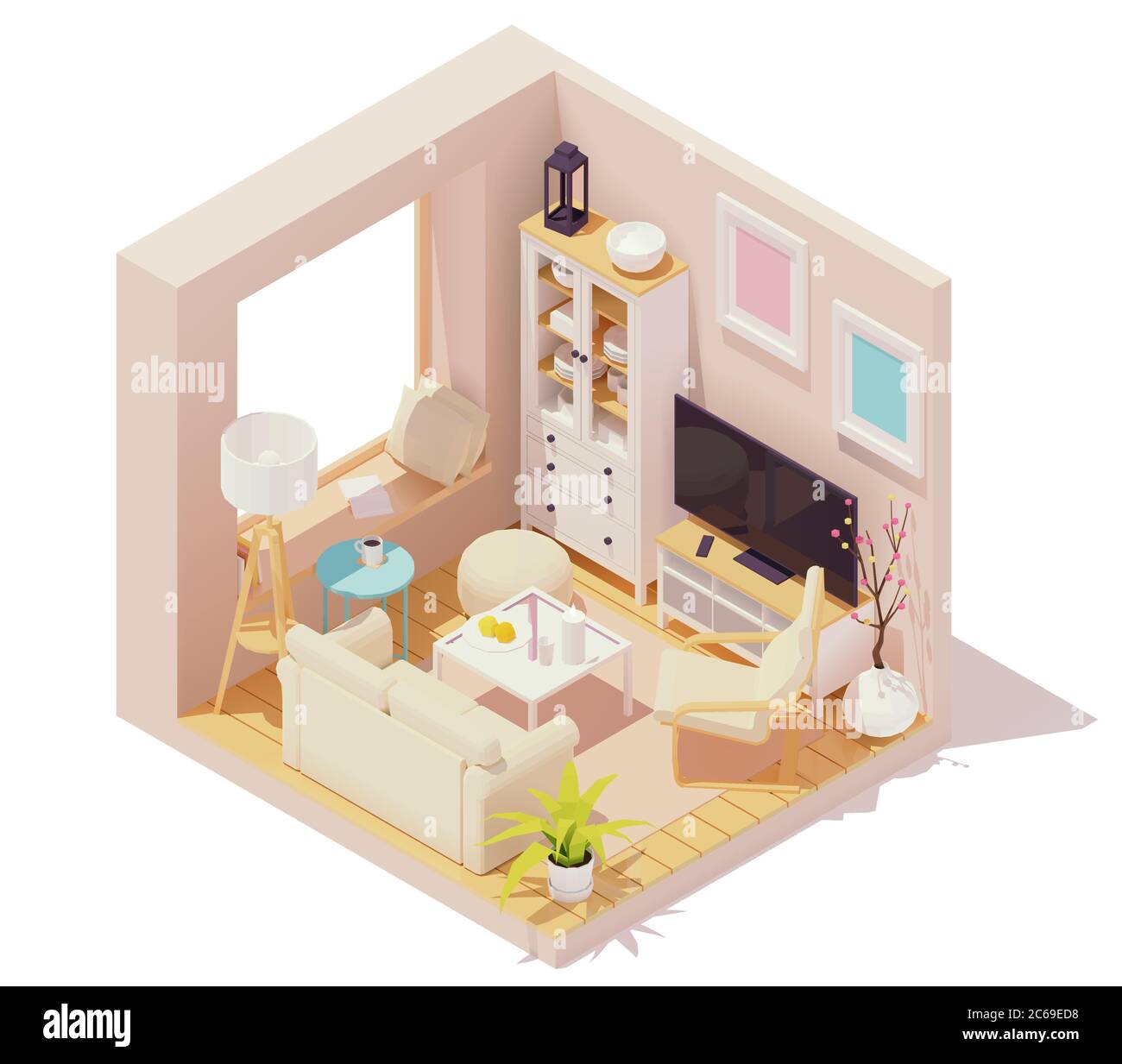 Vector isometric living room interior Stock Vector Image & Art - Alamy