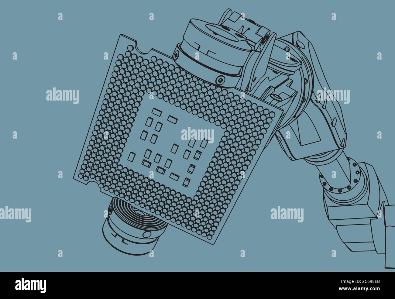 Vector illustration on the theme of robotics and integrated ...