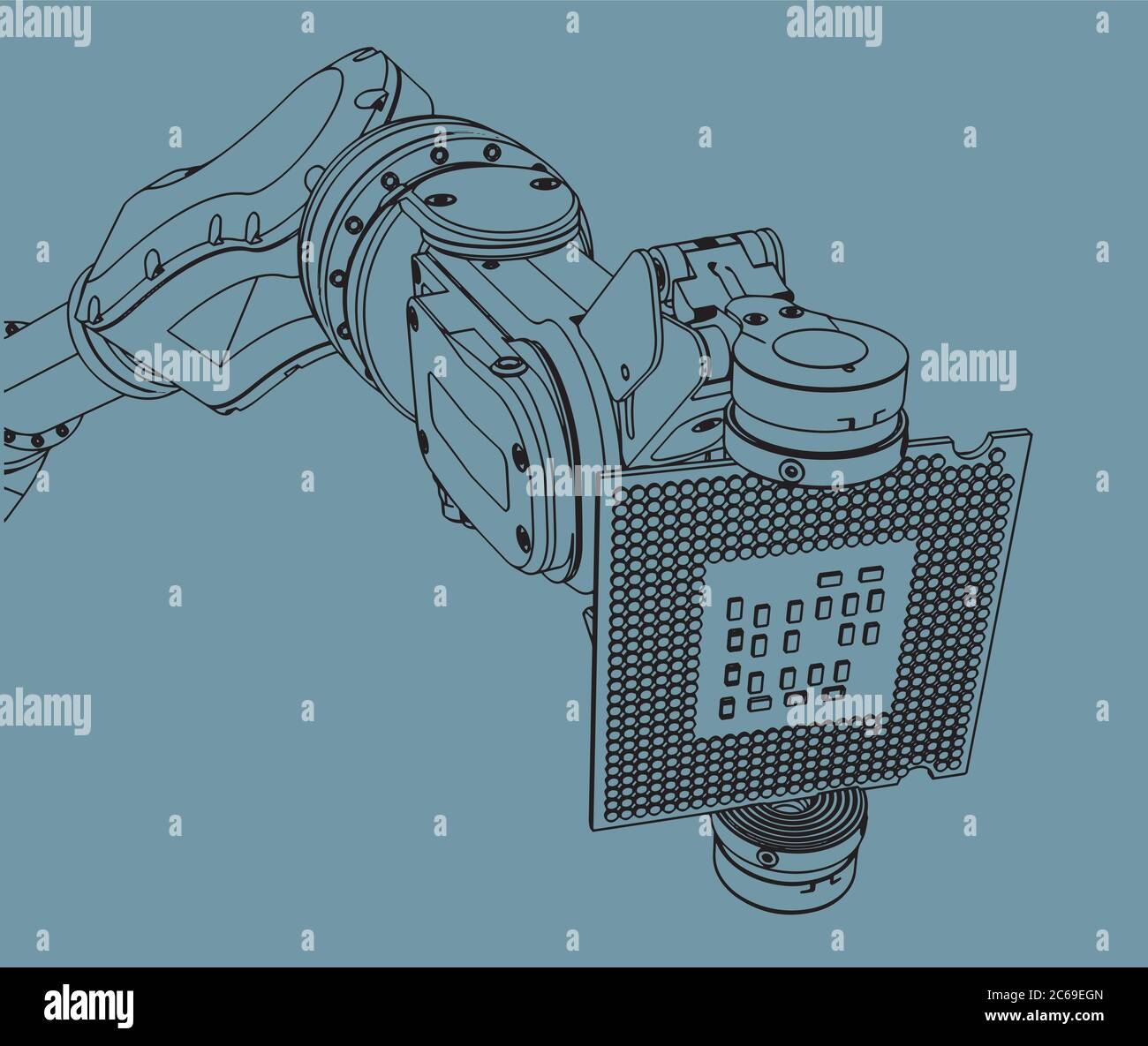 Vector illustration on the theme of robotics and integrated ...