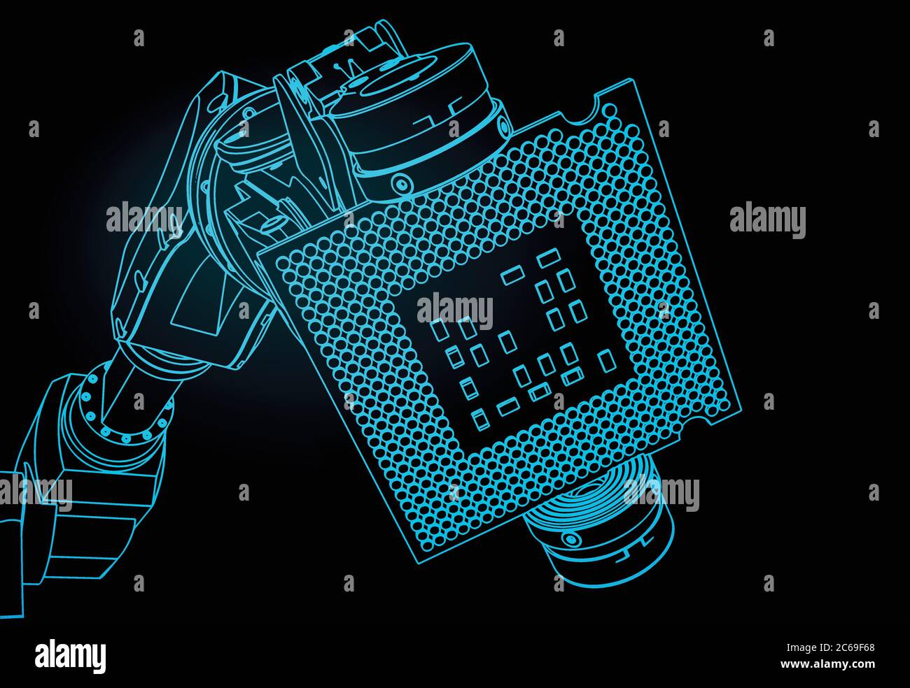 Vector illustration on the theme of robotics and integrated ...