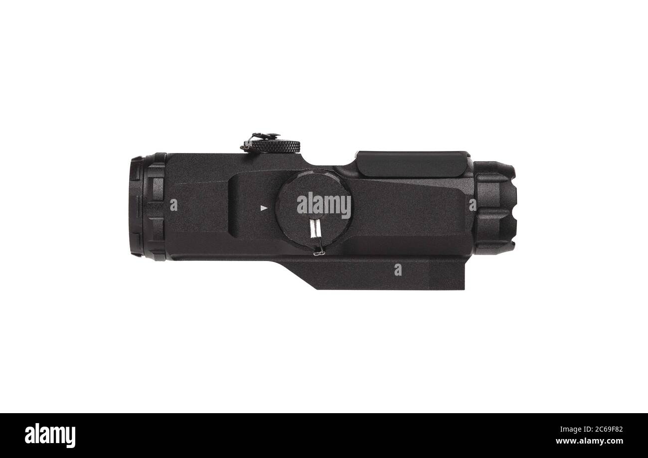 modern black optical scope for weapon isolated on white. sight scope ...