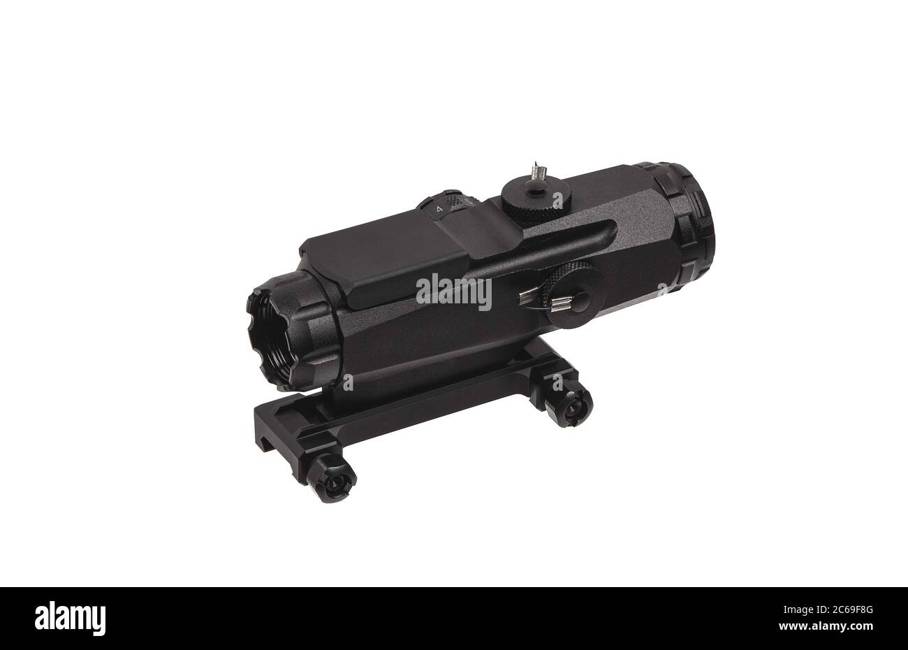 modern black optical scope for weapon isolated on white. sight scope ...