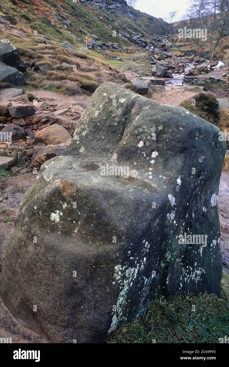 The Bronte stone chair, also known as Charlotte's Chair, Haworth Moors ...