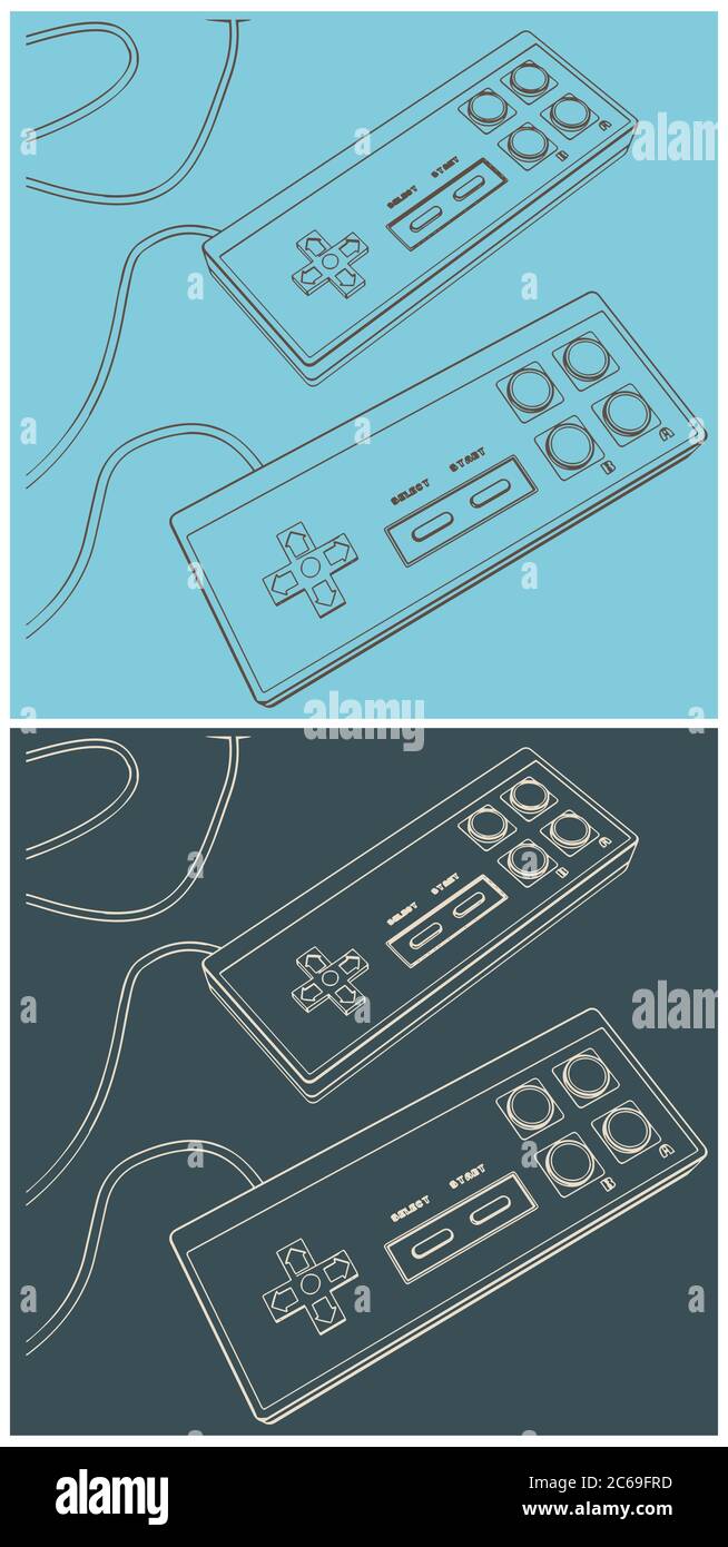Vector illustration of a retro Game Controllers closeup Stock Vector ...