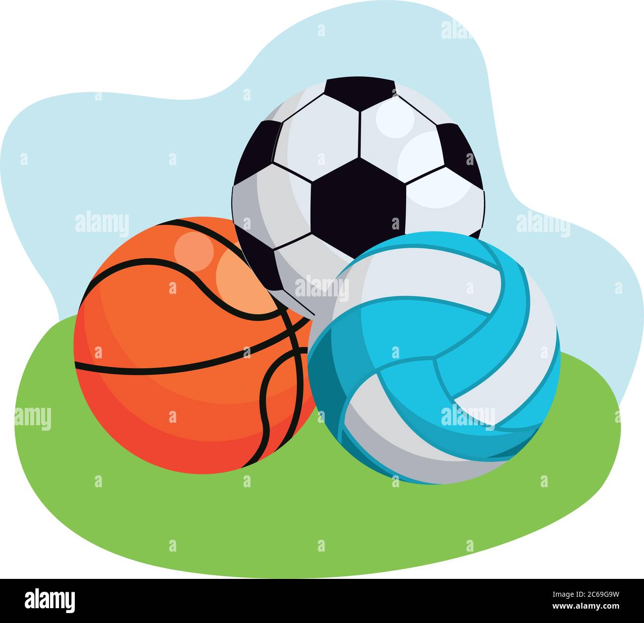 basketball with soccer and volleyball sports balls vector illustration ...