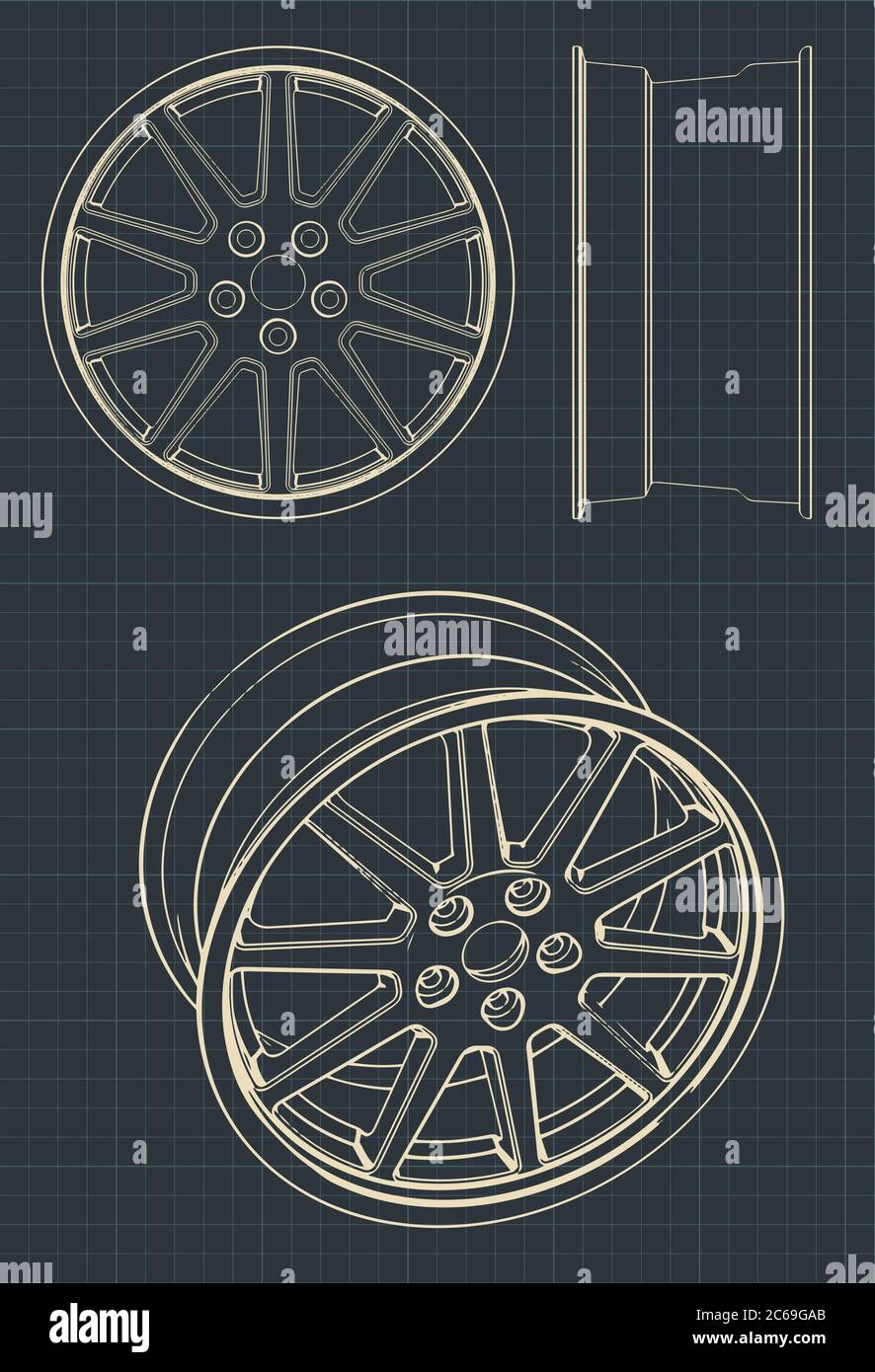 Stylized vector drawings of automotive alloy wheels Stock Vector Image ...