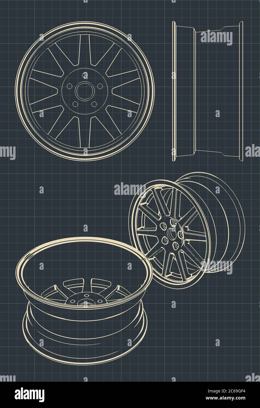 Stylized vector drawings of automotive alloy wheels Stock Vector Image ...