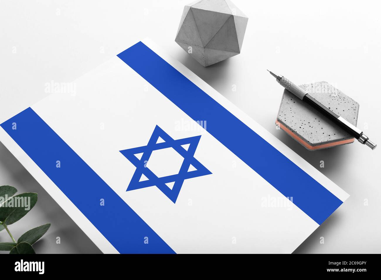 Israel flag on minimalist paper background. National invitation letter ...