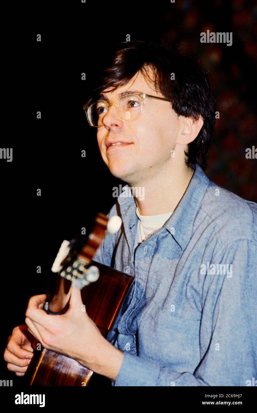 Simon Jeffes from the Penguin Cafe Orchestra doing a sound check at the ...