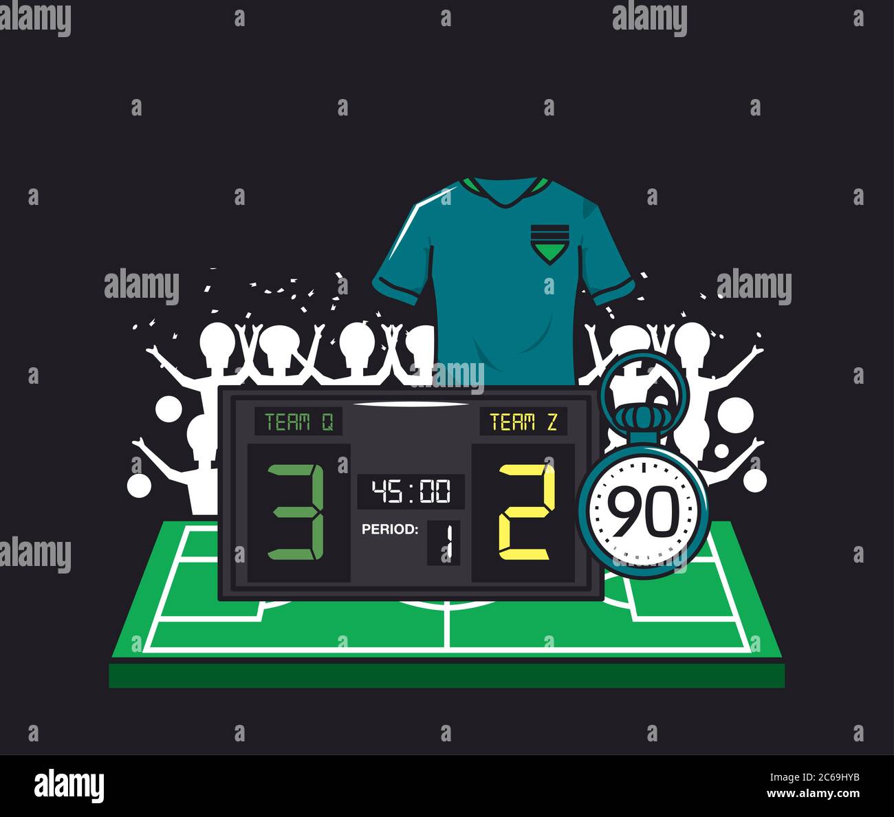 football soccer sport poster with scoreboard vector illustration design ...