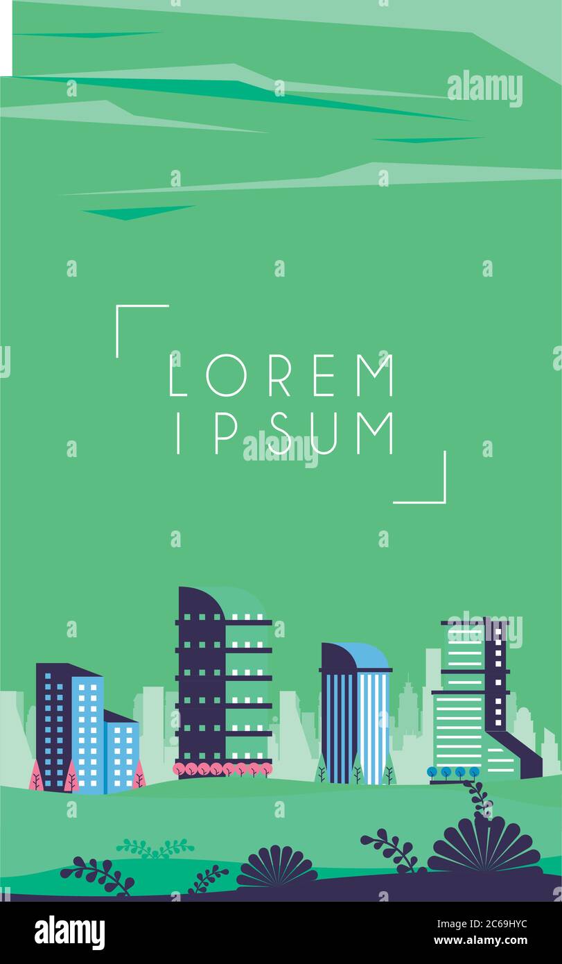 city minimal cityscape scene frame vector illustration design Stock ...