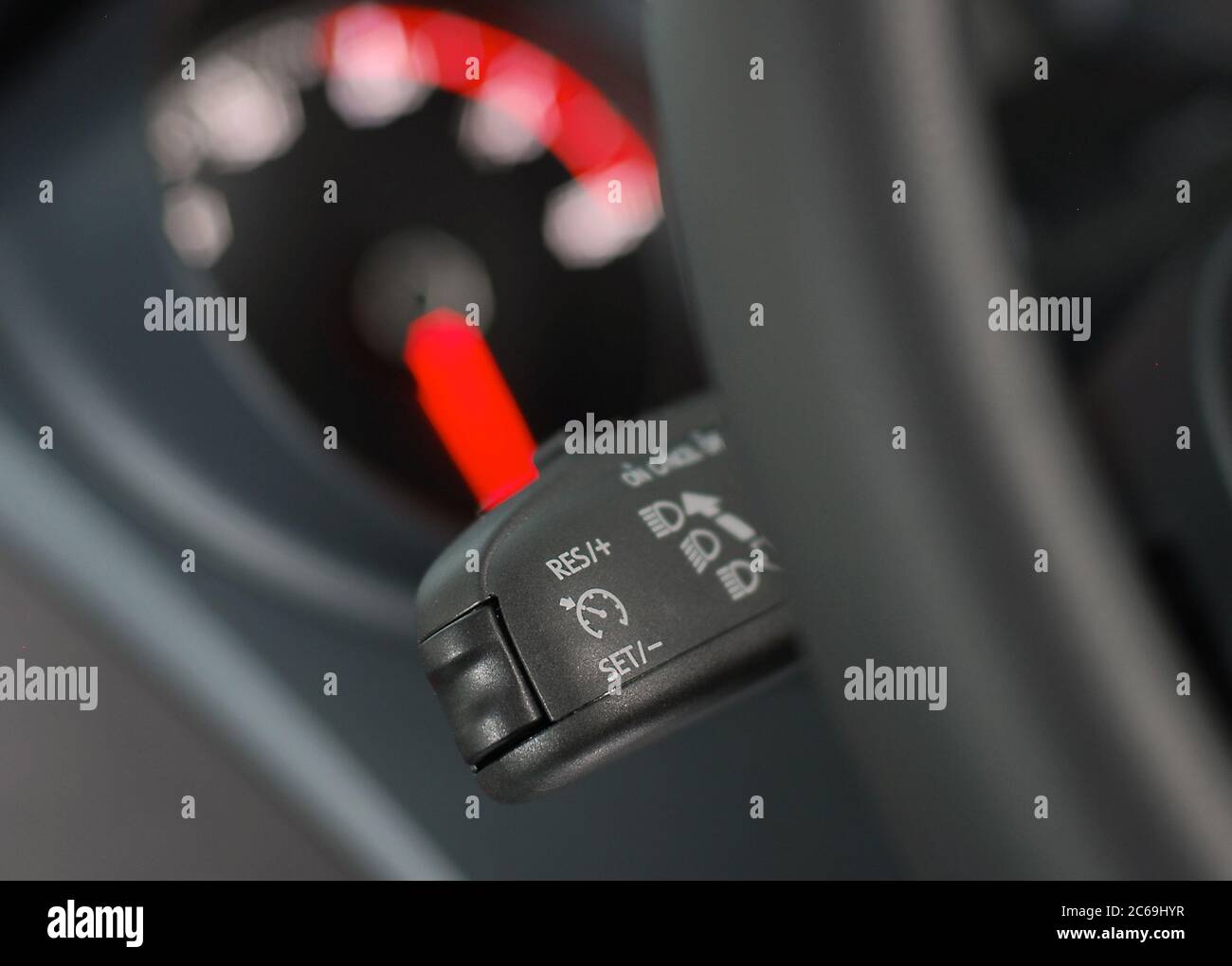 cruise control stick which is located behind the wheel Stock Photo - Alamy
