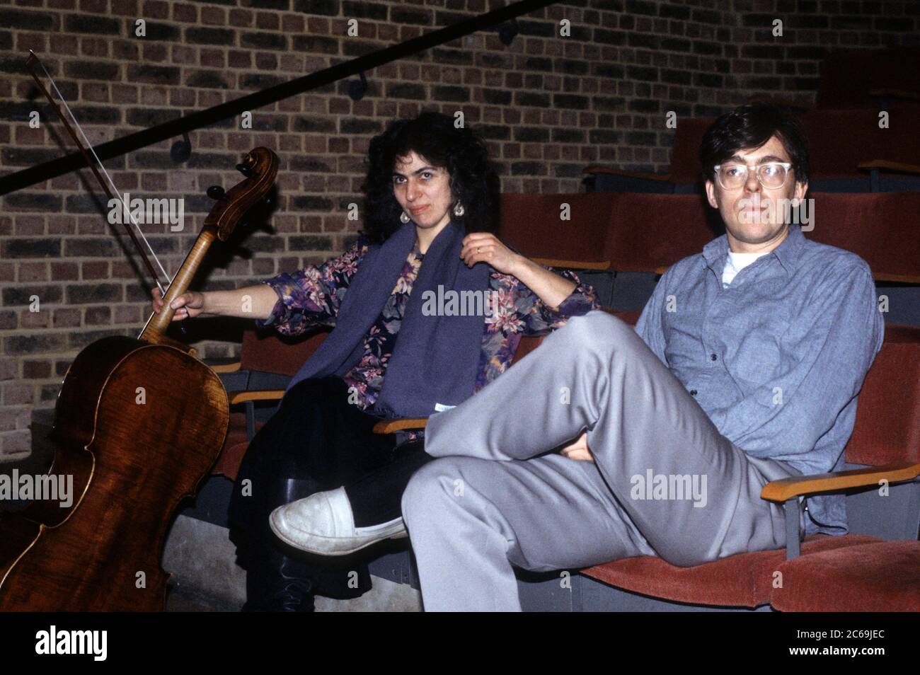 Helen Liebmann and Simon Jeffes from the Penguin Cafe Orchestra doing a ...